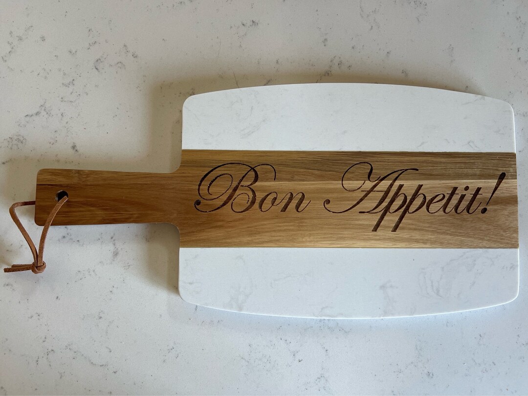 Bon Appetit! Marble and Acacia Wood Serving / Charcuterie Board! - Etsy