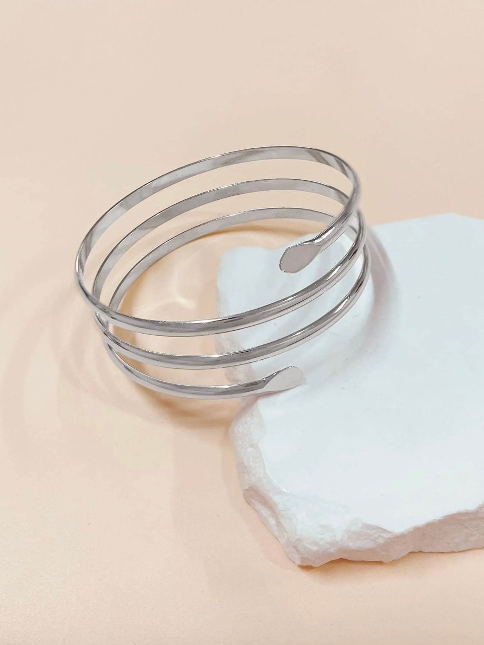 Adjustable Silver Upper Arm Cuff, Upper Arm Goddess Band Bangle ...