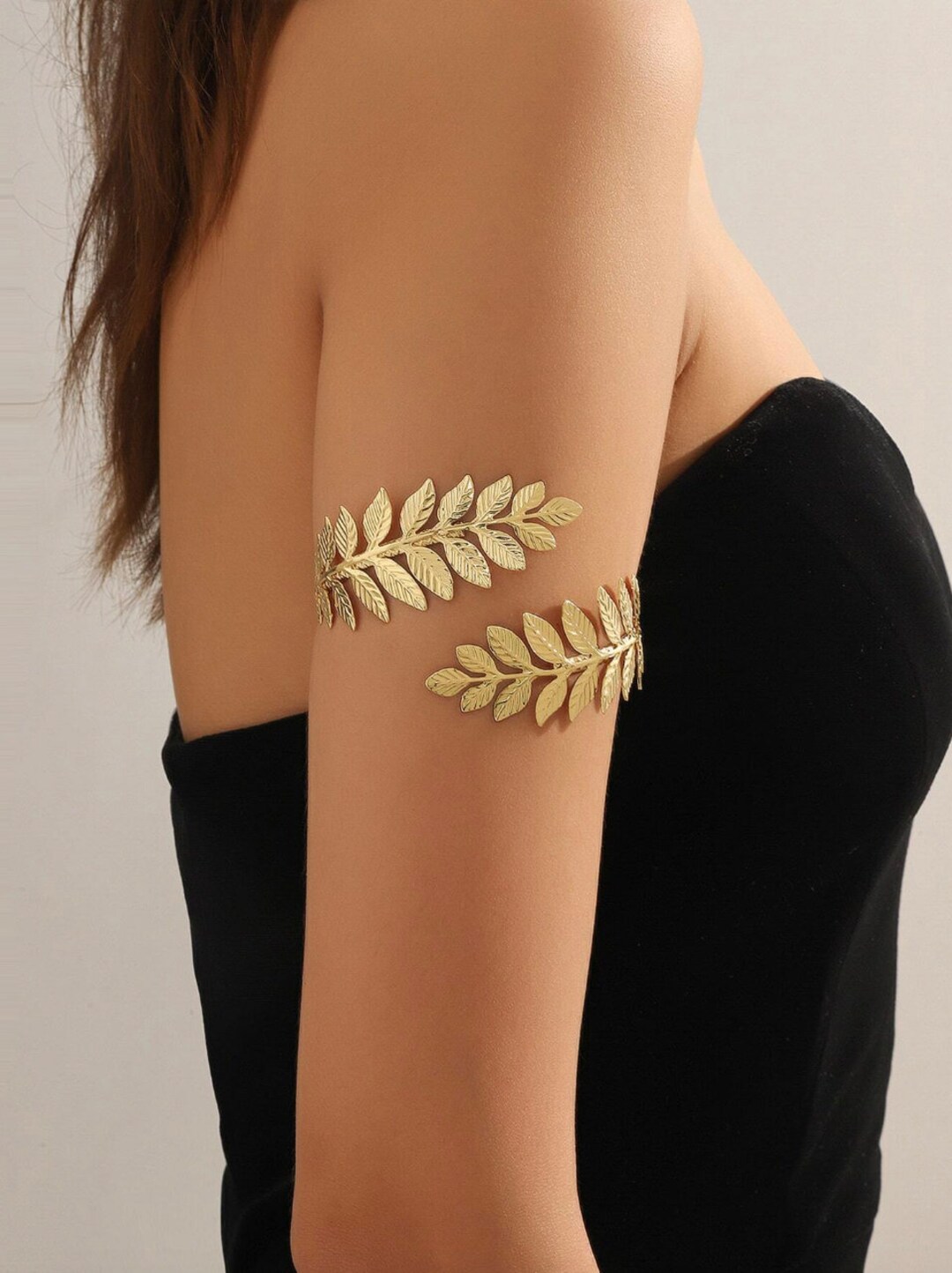 Gold/silver Leaf Arm Bracelet, Upper Arm Cuff Bracelet, Gold Arm Band, Gold Arm Bangle, Bridal ...