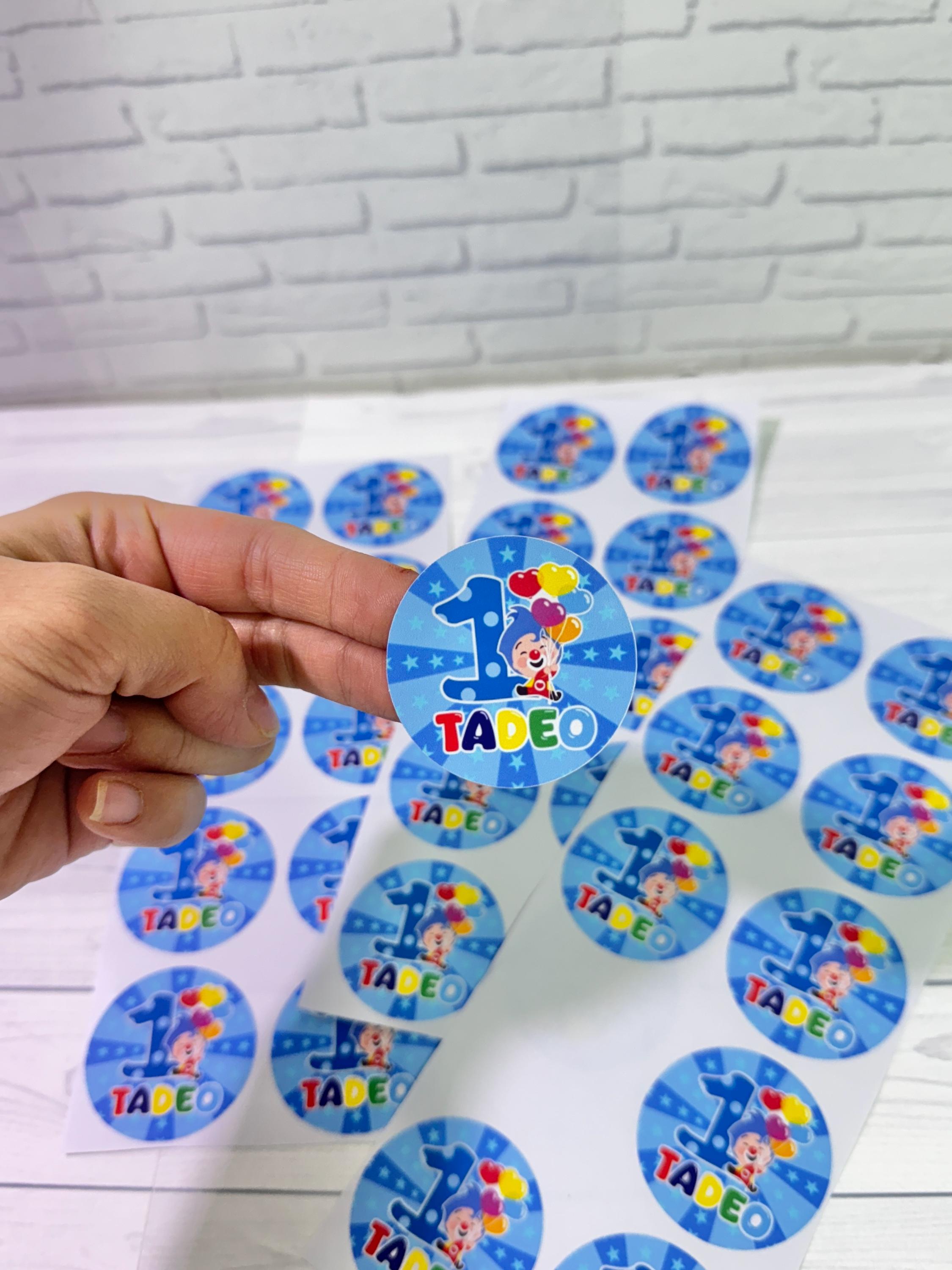 Personalized Circus Clown Birthday Stickers, 1.85" Custom Name and Age ...