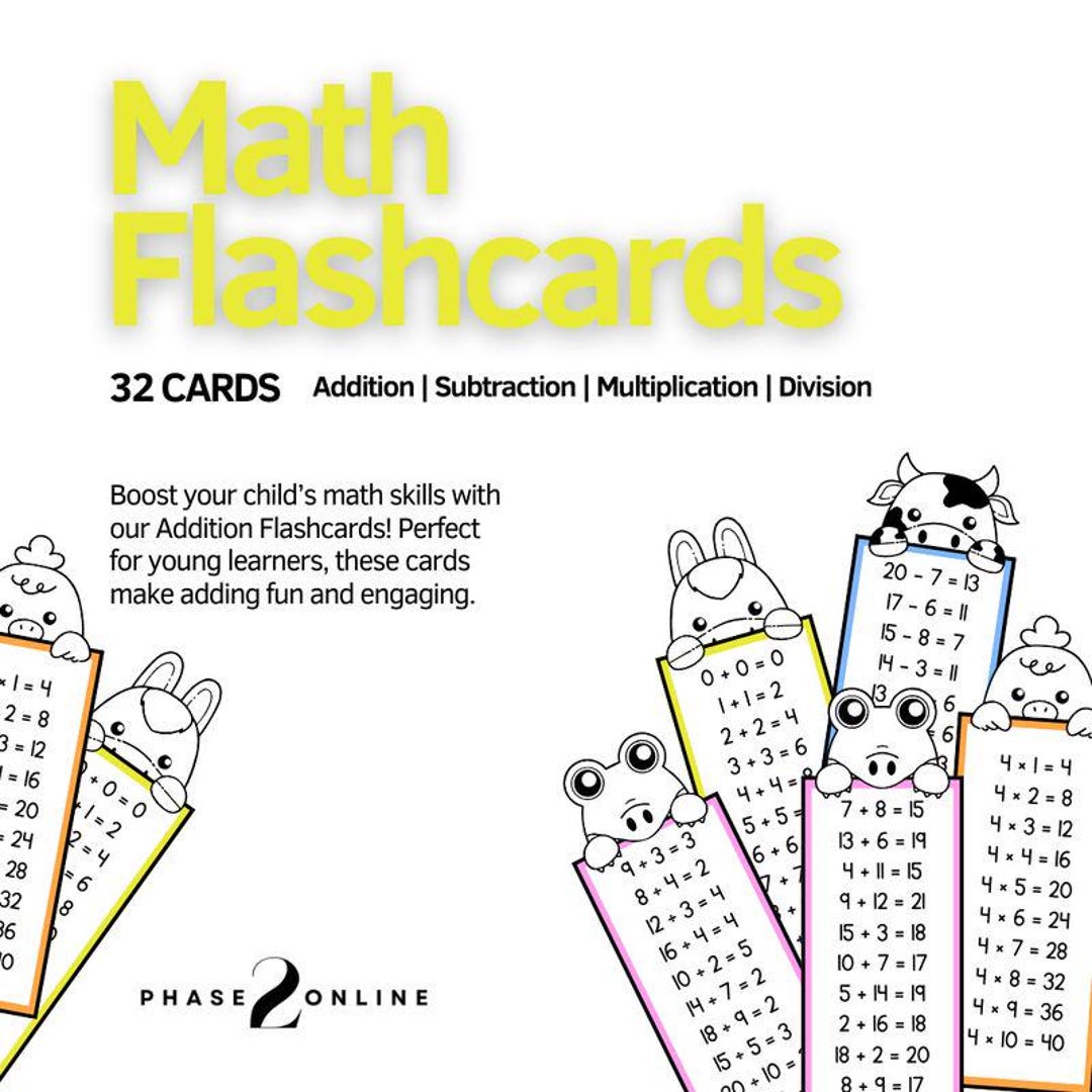 Math Flashcards – 32 Flashcards - Etsy