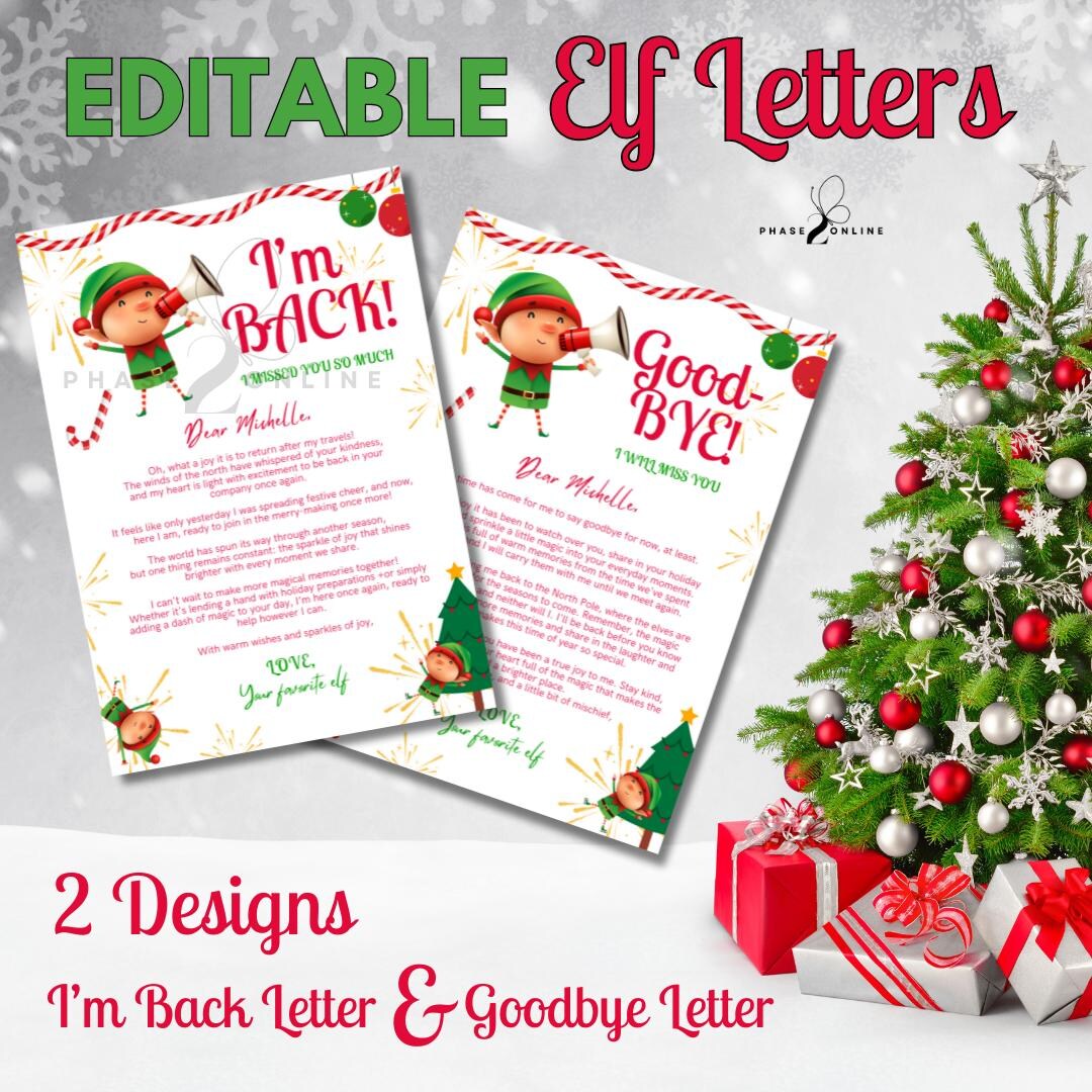 Editable Elf Letter - Im Back & Goodbye - Etsy