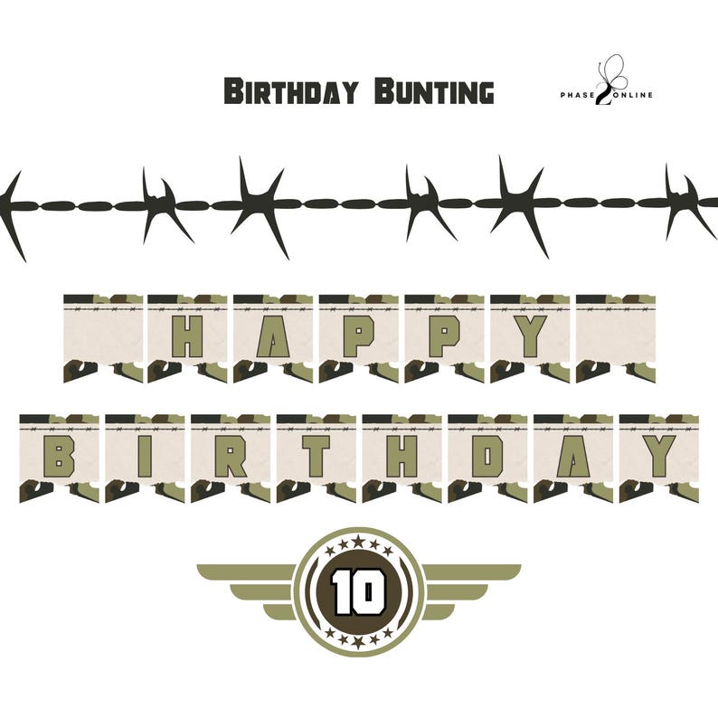 Editable Army Party Bundle | Invitation, Decorations, & More | Instant ...