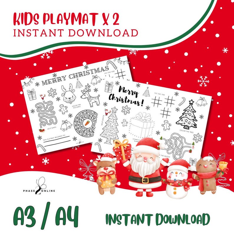 Festive Printable Kids Playmat | A3 or A4 | Interactive Christmas ...
