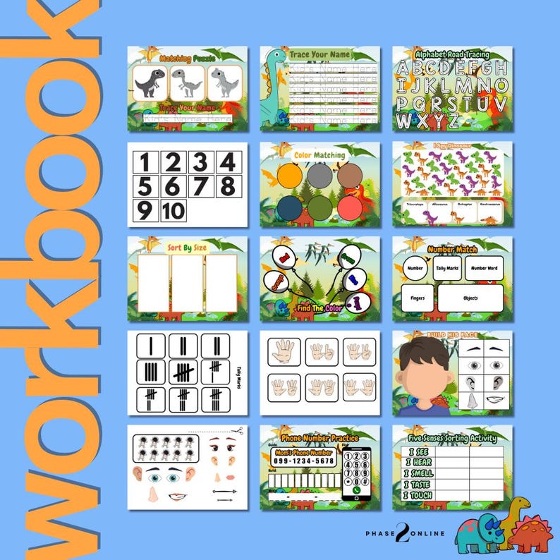 Dinosaur Theme Workbook - 64 Pages - Etsy