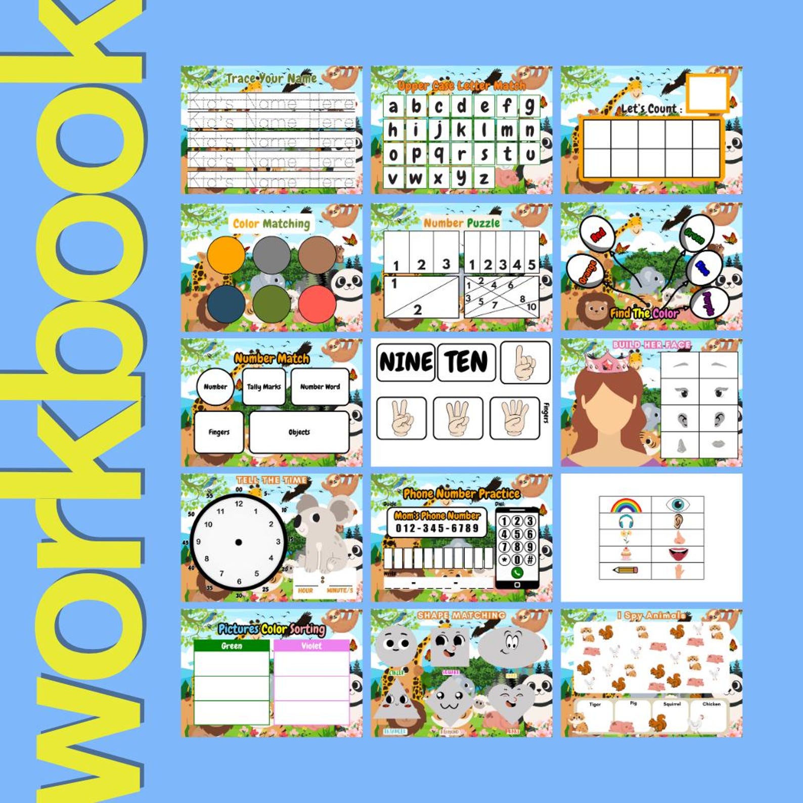 Animal Theme Workbook - 65 Pages - Etsy