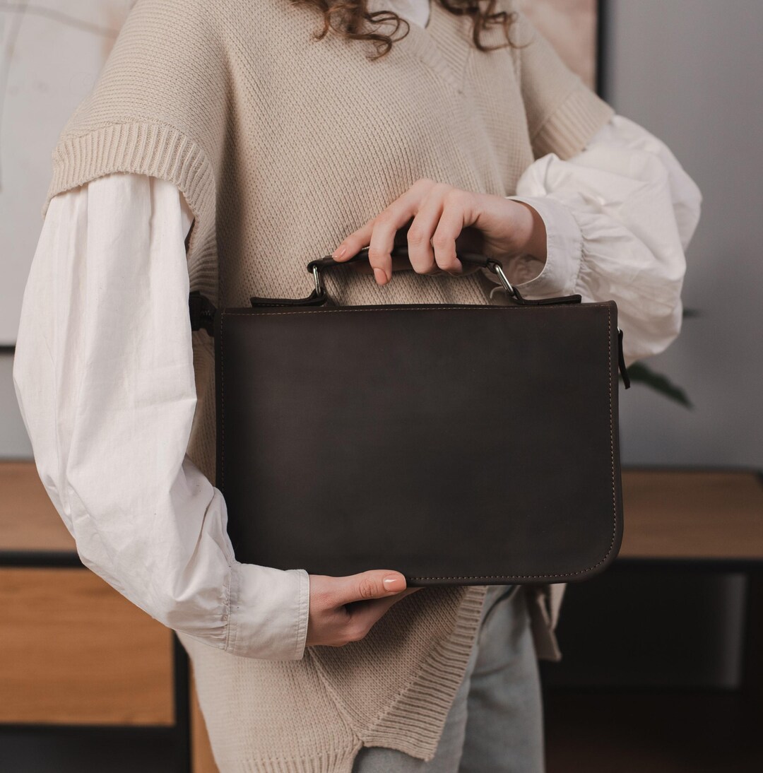 Engraved Leather Book Case, Book Cover With Handles, Handmade Book Case ...