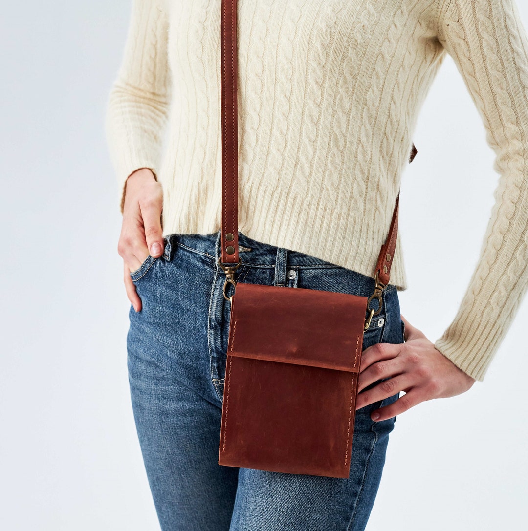 Leather Crossbody Phone Bag, Personalized Phone Bag, Crossbody iPhone ...