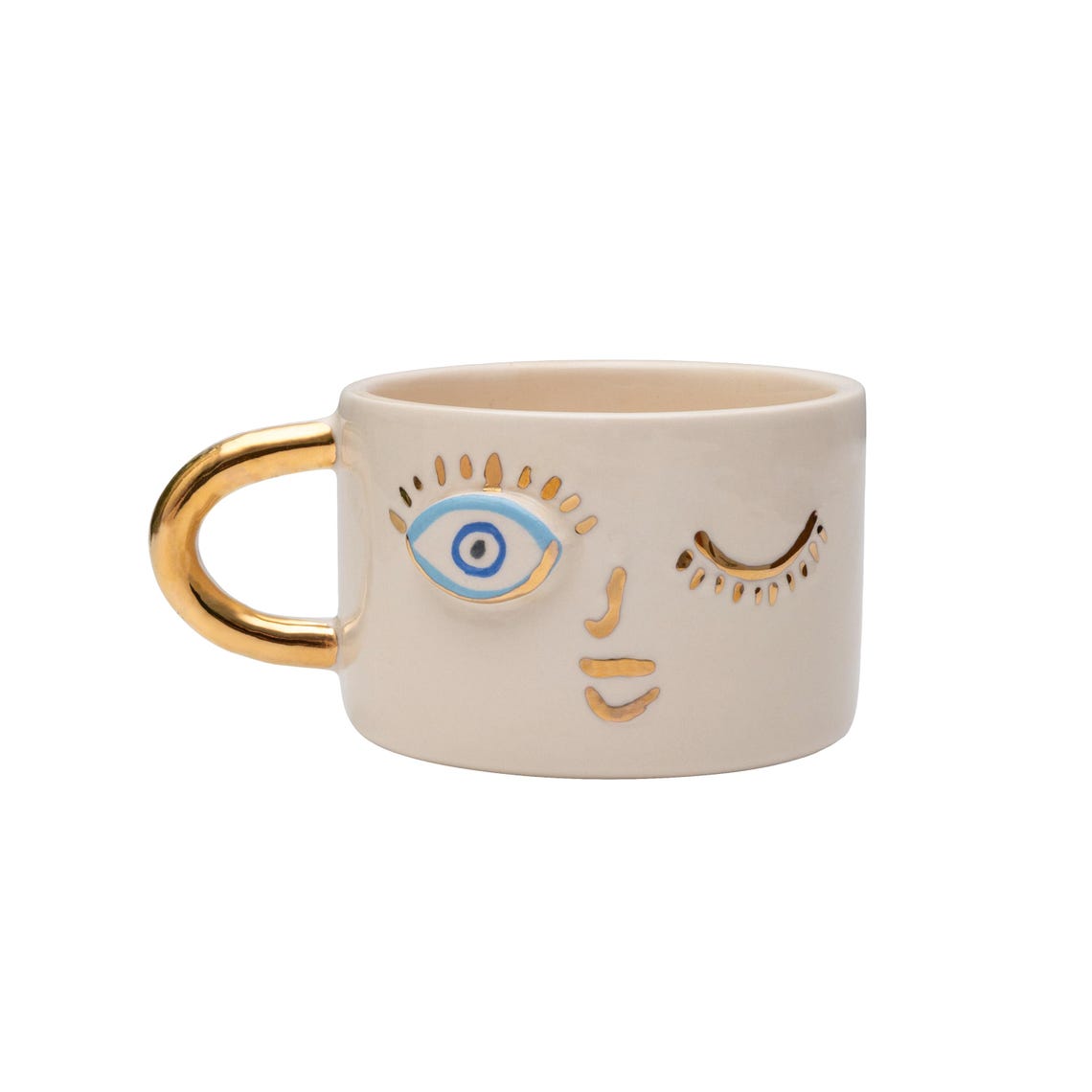 Handmade Winking Face Ceramic Mug With Gold-plated Handle - Etsy