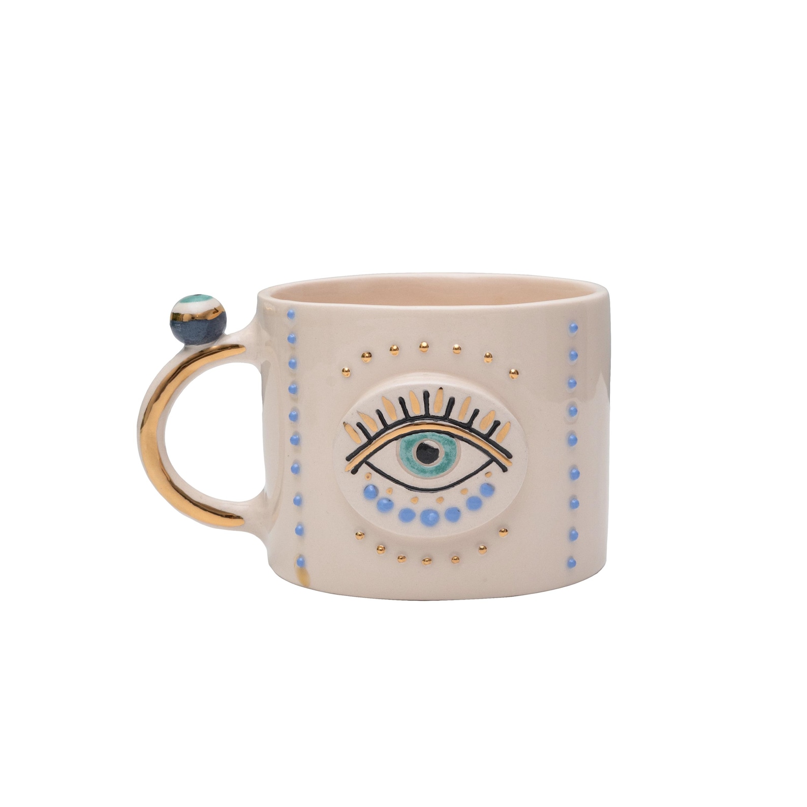 Handcrafted Ceramic Evil Eye Mug: 24 Ct Gold Accents, Protector Mug - Etsy