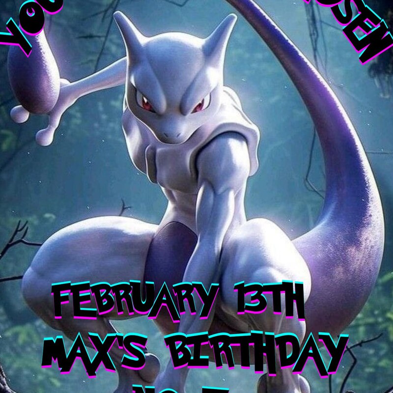 Mewtwo Birthday Card - Etsy