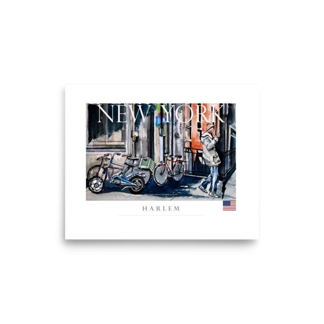 Harlem NYC Watercolor Art Print, Cityscape Poster - Etsy
