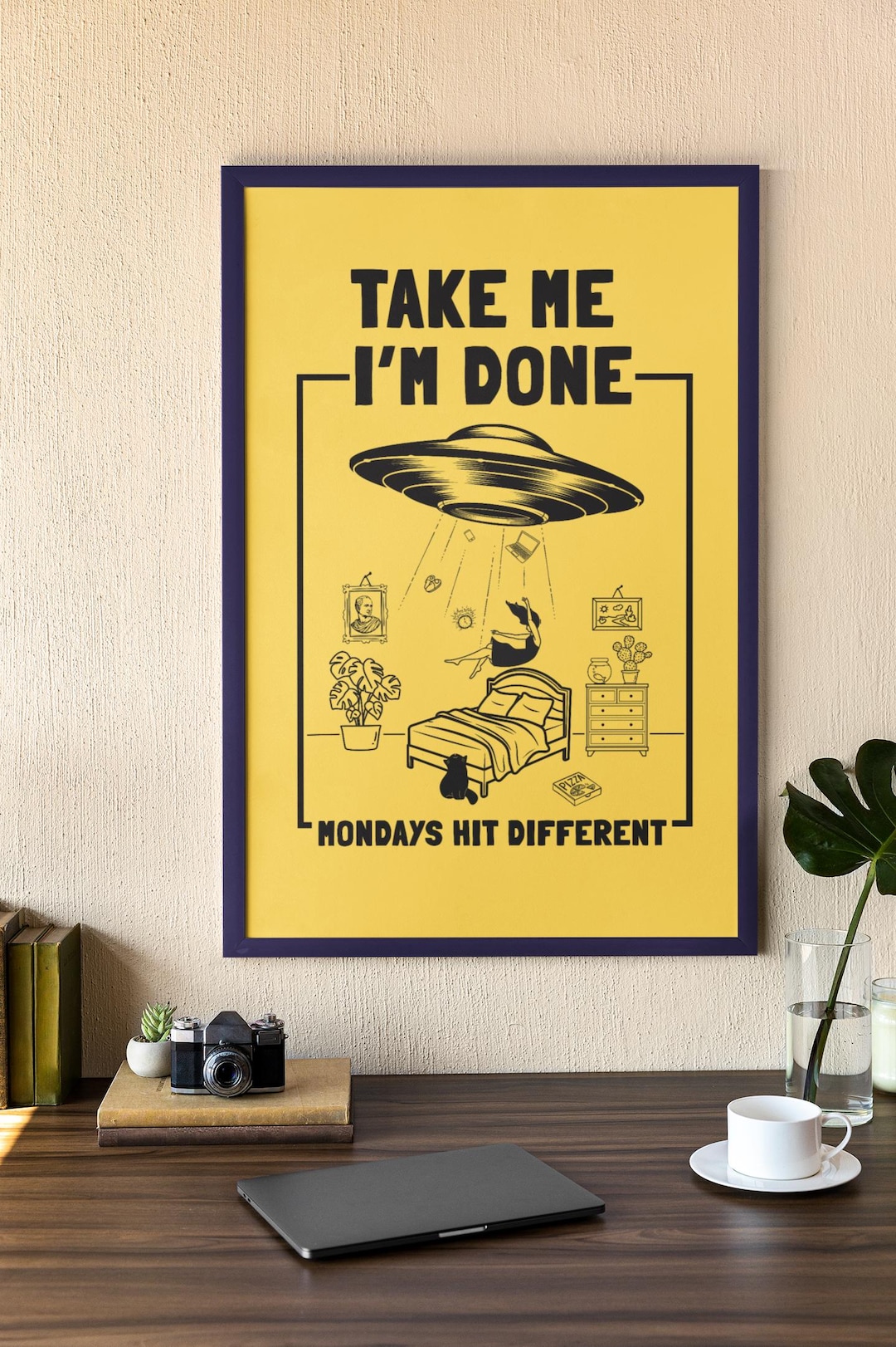 UFO Abduction Poster: Retro Sci-fi Alien Art - Etsy