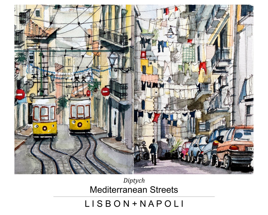 Digital Print Art Collection, Diptych Poster, Mediterranean Streets ...