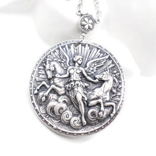 Silver Athena Necklace Antique Silver Brass Greek Goddess - Etsy