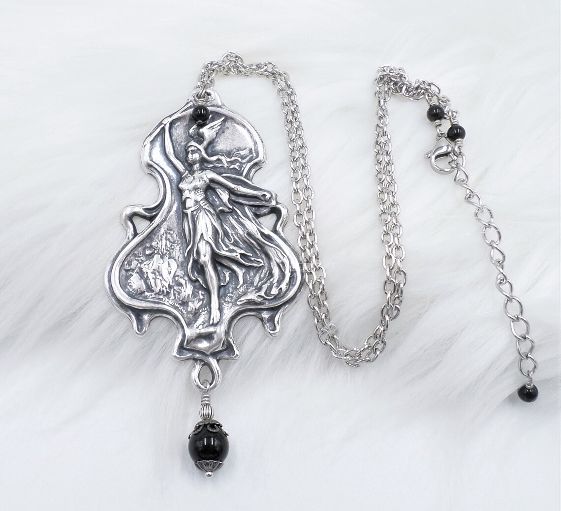 Warrior Goddess Freya Necklace Silver Big Viking Pendant - Etsy