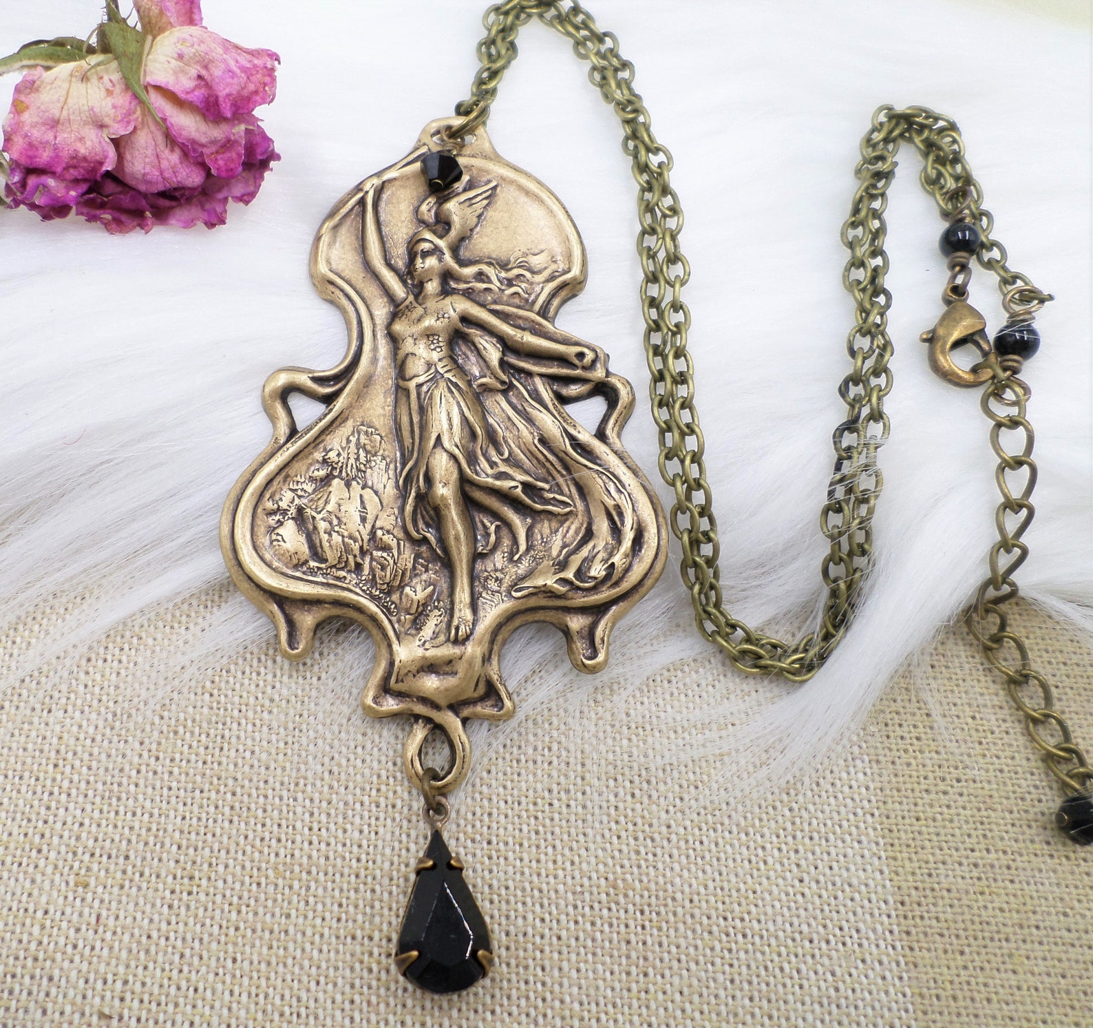 Warrior Goddess Freya Necklace Large Viking Gold Brass - Etsy