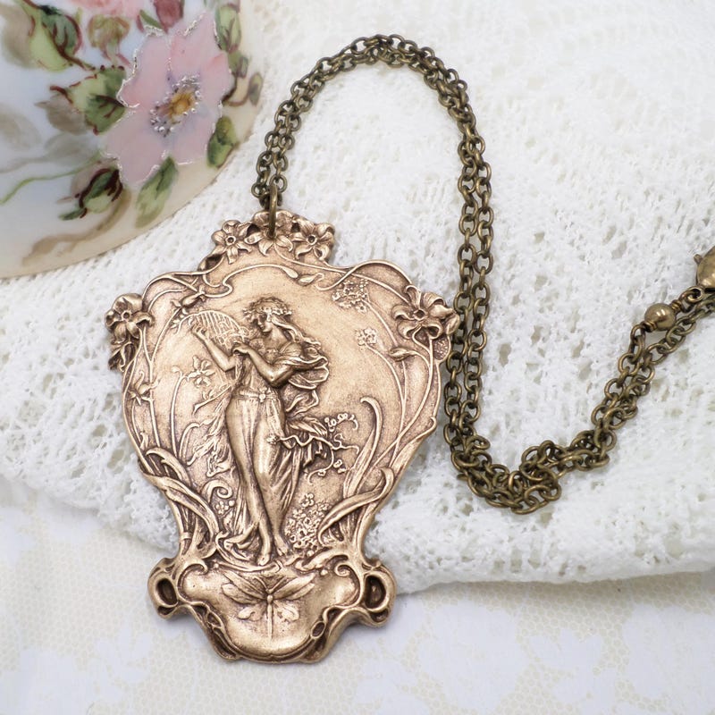 Silver Mucha Pendant - Etsy