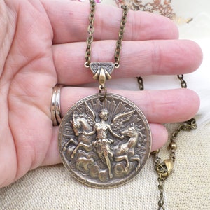 Goddess Athena Necklace Winged Warrior Angel and Horse - Etsy