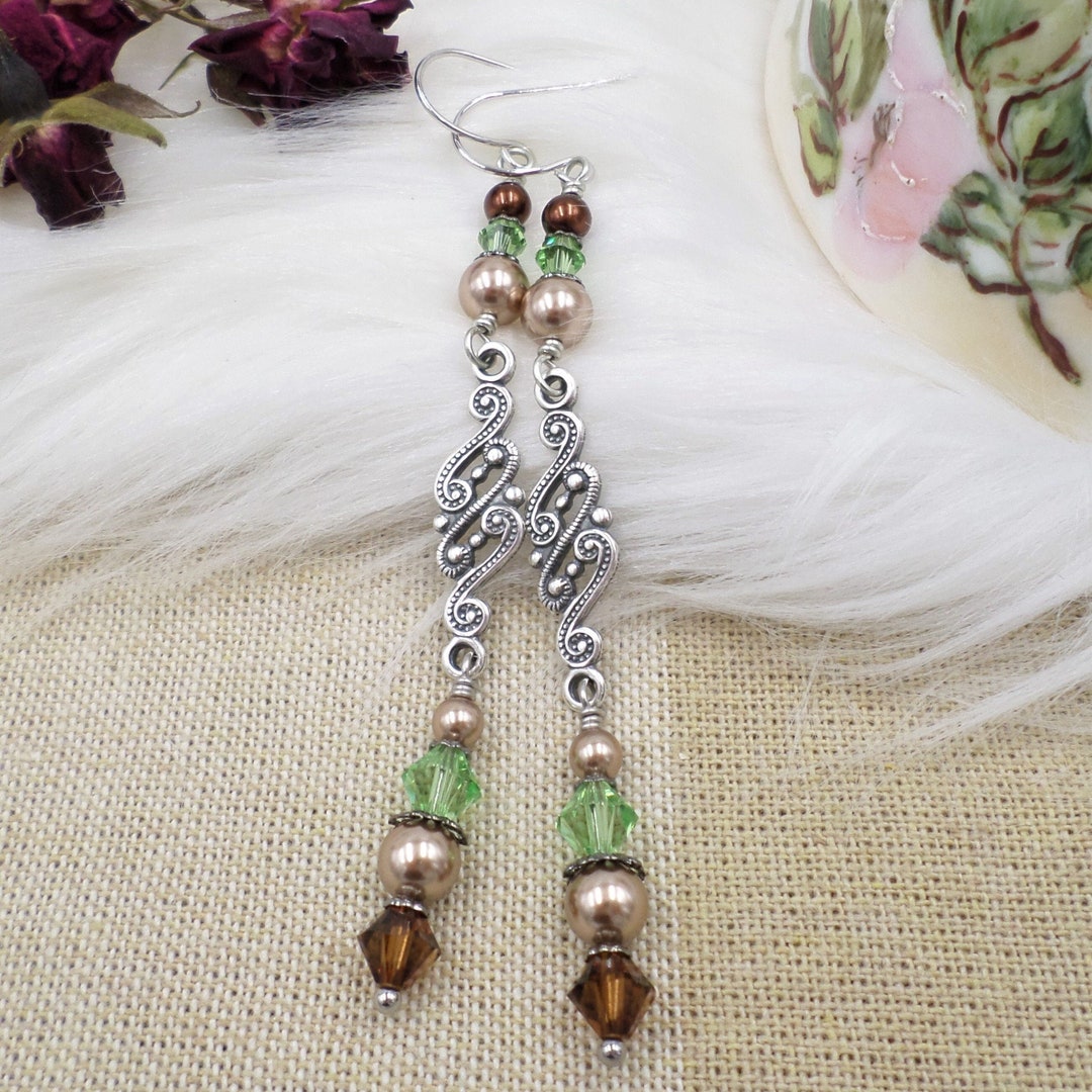 Green Brown Earrings, Forestcore Aesthetic Jewelry, Neutral Earthy ...