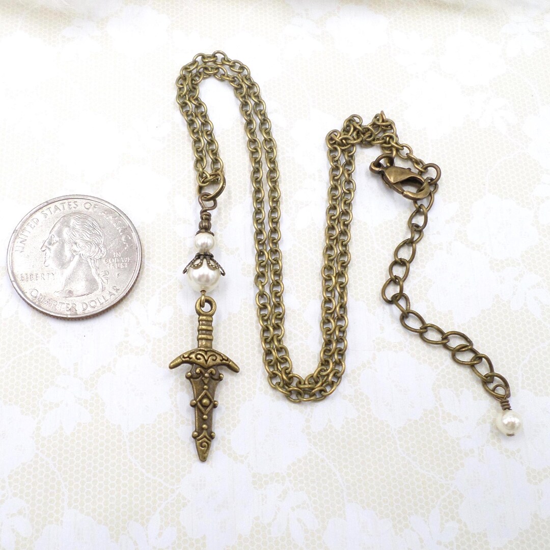 Dagger Charm Necklace Medieval Goth Handmade Jewelry Gift for ...