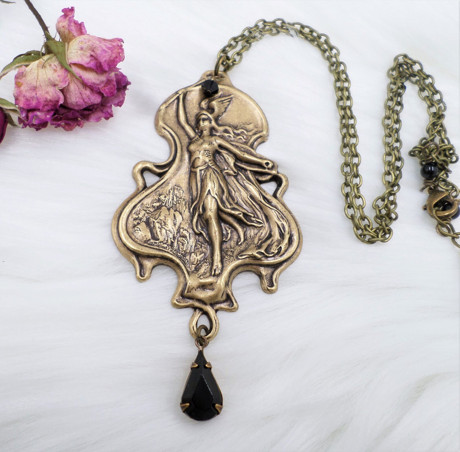 Warrior Goddess Freya Necklace Large Viking Gold Brass - Etsy
