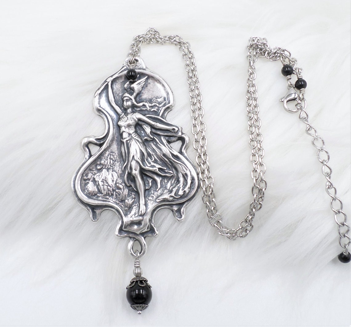 Warrior Goddess Freya Necklace Silver Big Viking Pendant - Etsy