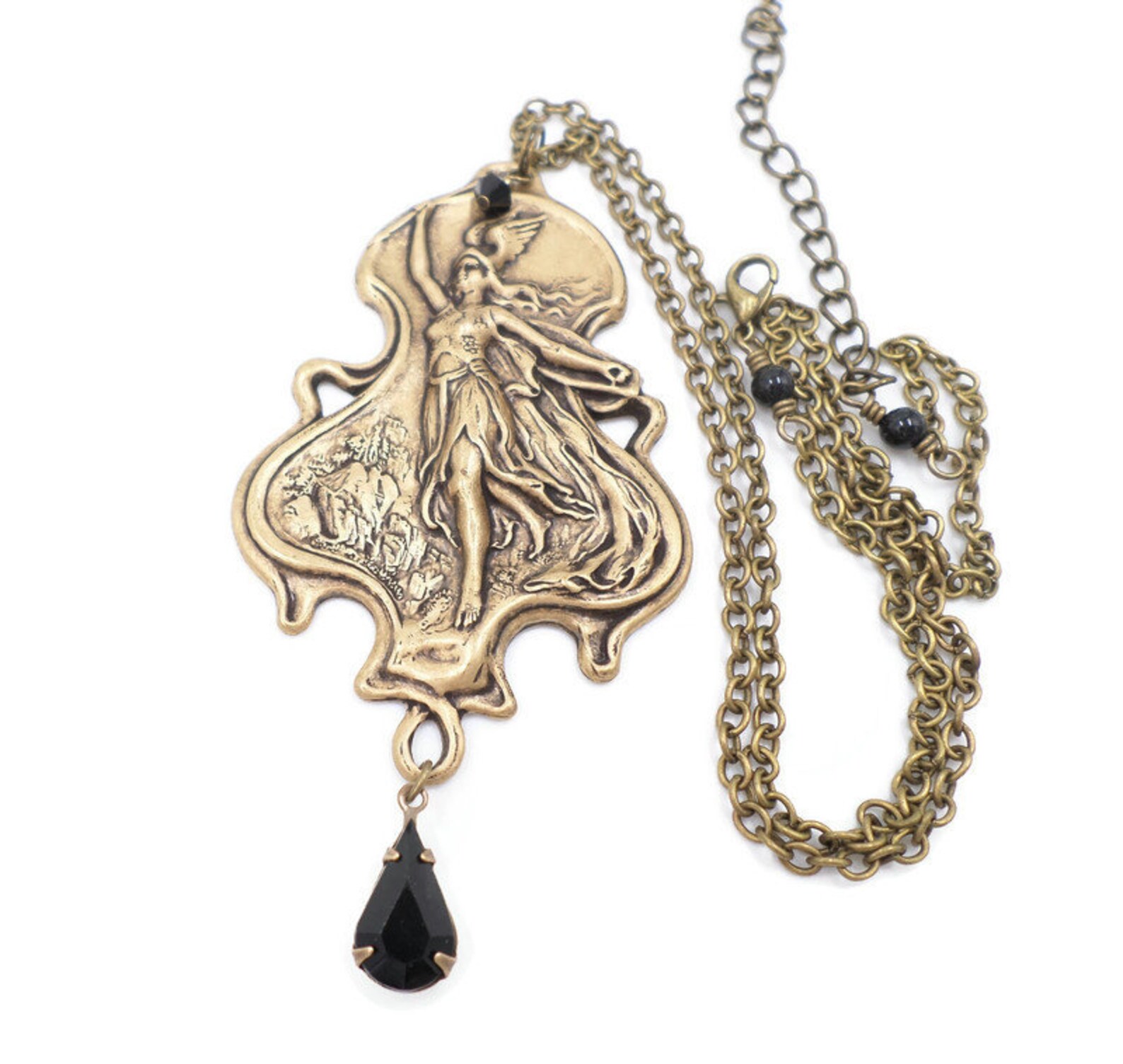 Warrior Goddess Freya Necklace Large Viking Gold Brass - Etsy