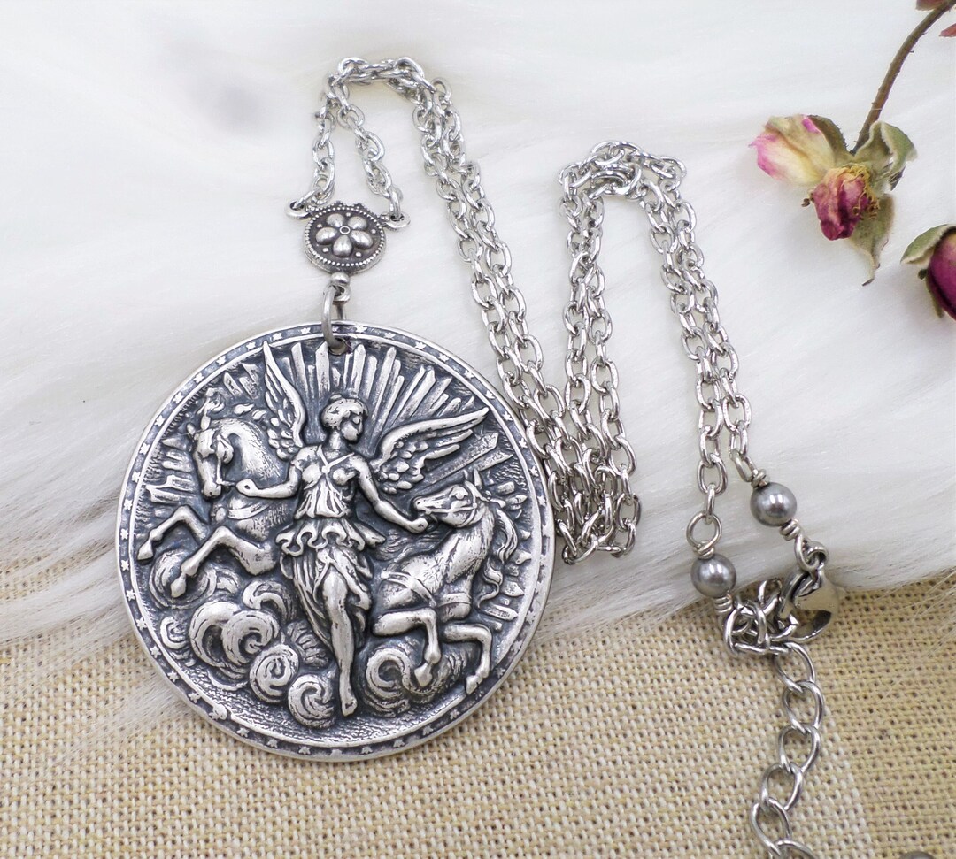 Silver Athena Necklace Antique Silver Brass Greek Goddess - Etsy