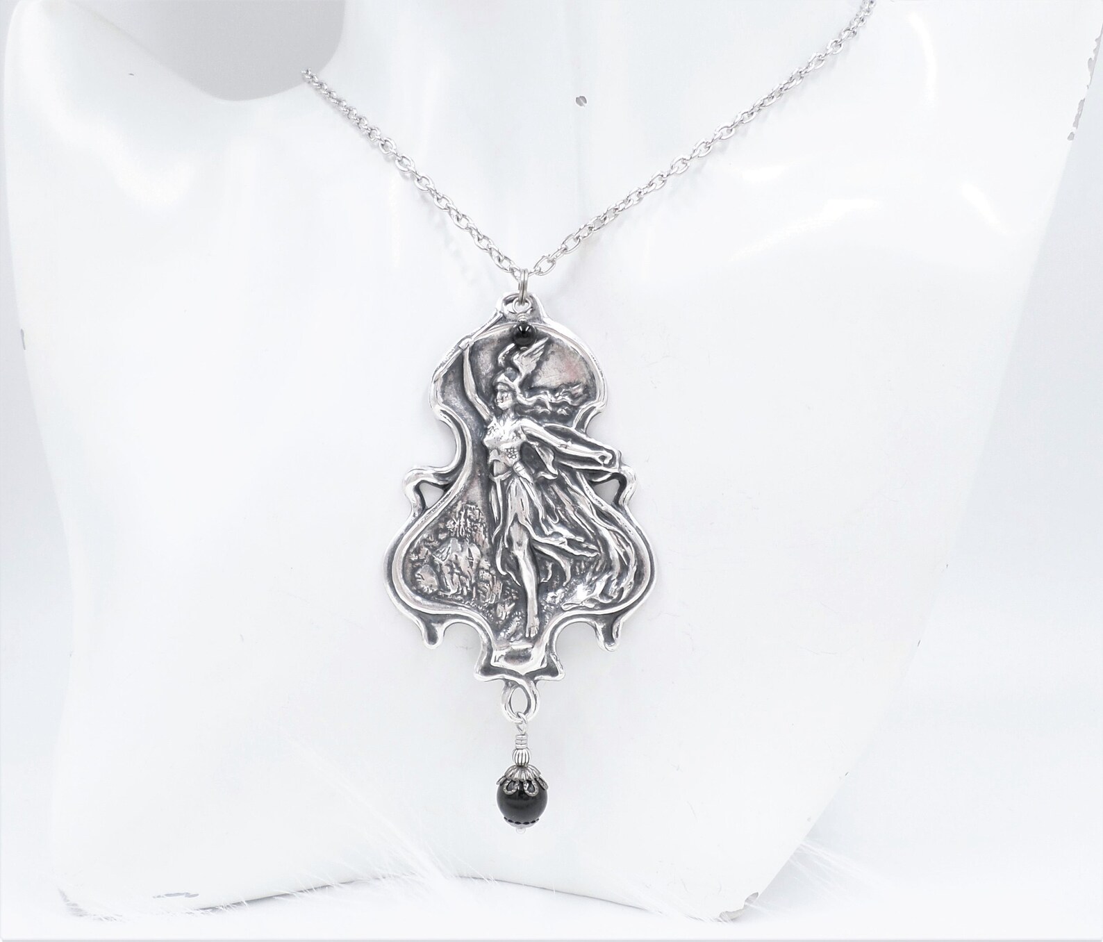 Warrior Goddess Freya Necklace Silver Big Viking Pendant - Etsy