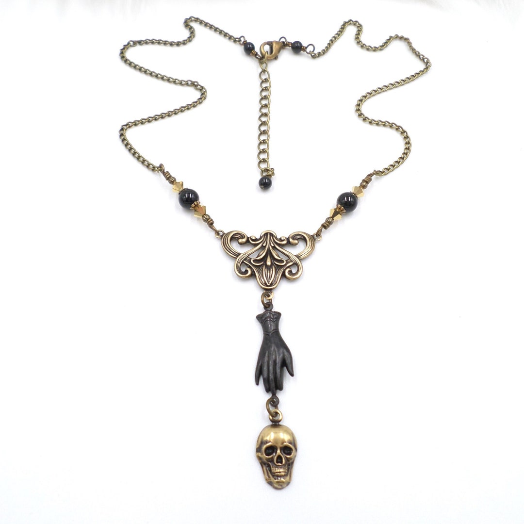 Black Hand Skull Necklace: Victorian Goth Macabre Jewelry - Etsy