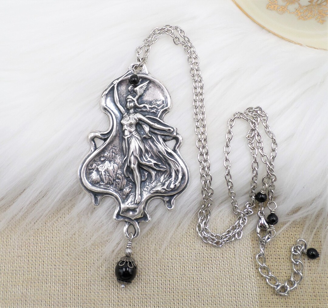 Warrior Goddess Freya Necklace, Silver, Big Viking Pendant, Valkyrie ...