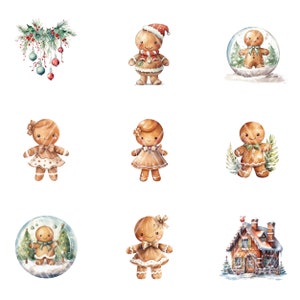 Watercolor Gingerbread Man Clipart, Gingerbread PNG, Winter Clipart ...