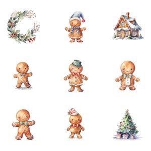 Watercolor Gingerbread Man Clipart, Gingerbread PNG, Winter Clipart ...