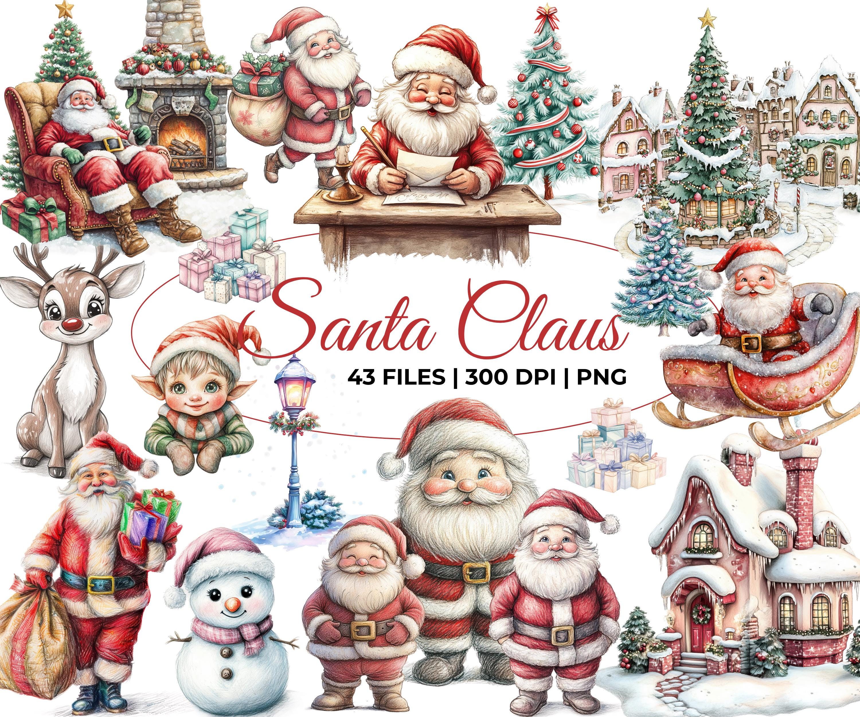 Watercolor Santa Claus, Santa Clipart, Christmas Clipart Bundle ...