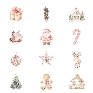 Watercolor Christmas Clipart Bundle, Cozy Christmas Clipart, Pastel ...
