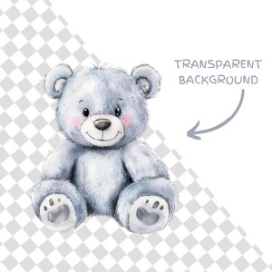 Watercolor Teddy Bear, Teddy Bear Nursery Clipart, Teddy Bear ...