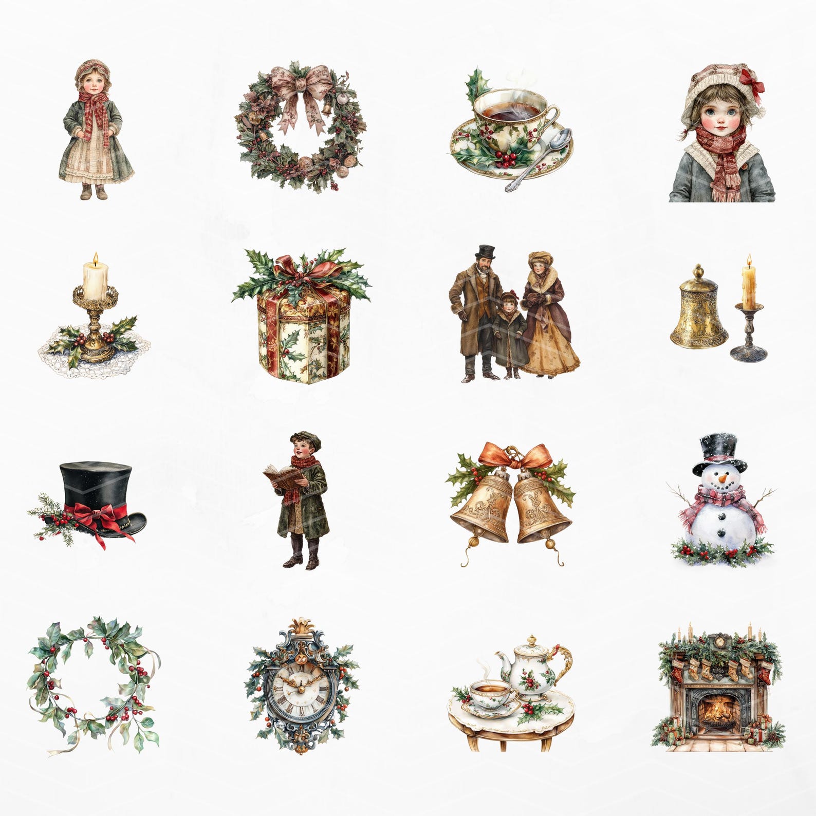 Victorian Christmas Clipart, an Old English Christmas Clipart, Vintage ...