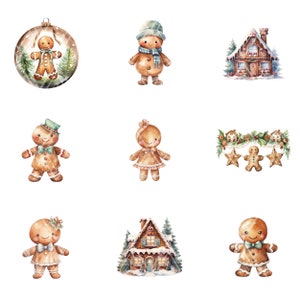 Watercolor Gingerbread Man Clipart, Gingerbread PNG, Winter Clipart ...