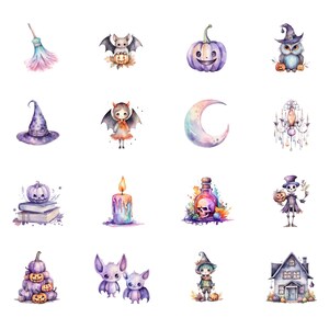 Watercolor Pastel Halloween Clipart, Cute Halloween, Purple Pink ...