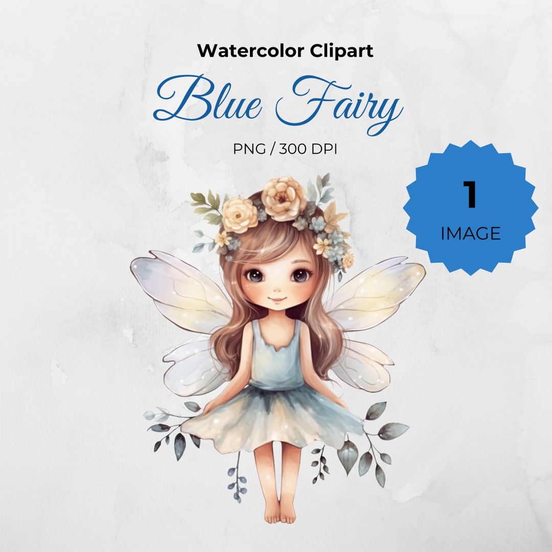Watercolor Fairy Clipart, Magical Fairy, Blue Fairy, Fairy Nursery ...