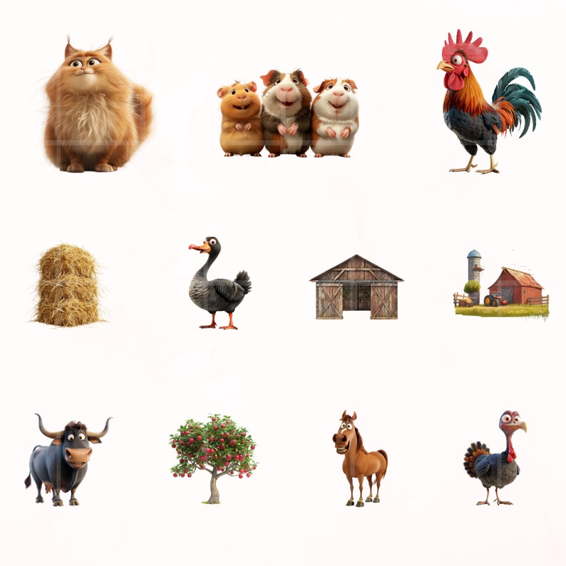 Farm Clipart, Cartoon Farm Animals PNG, Farm Animal Nursery Clipart ...