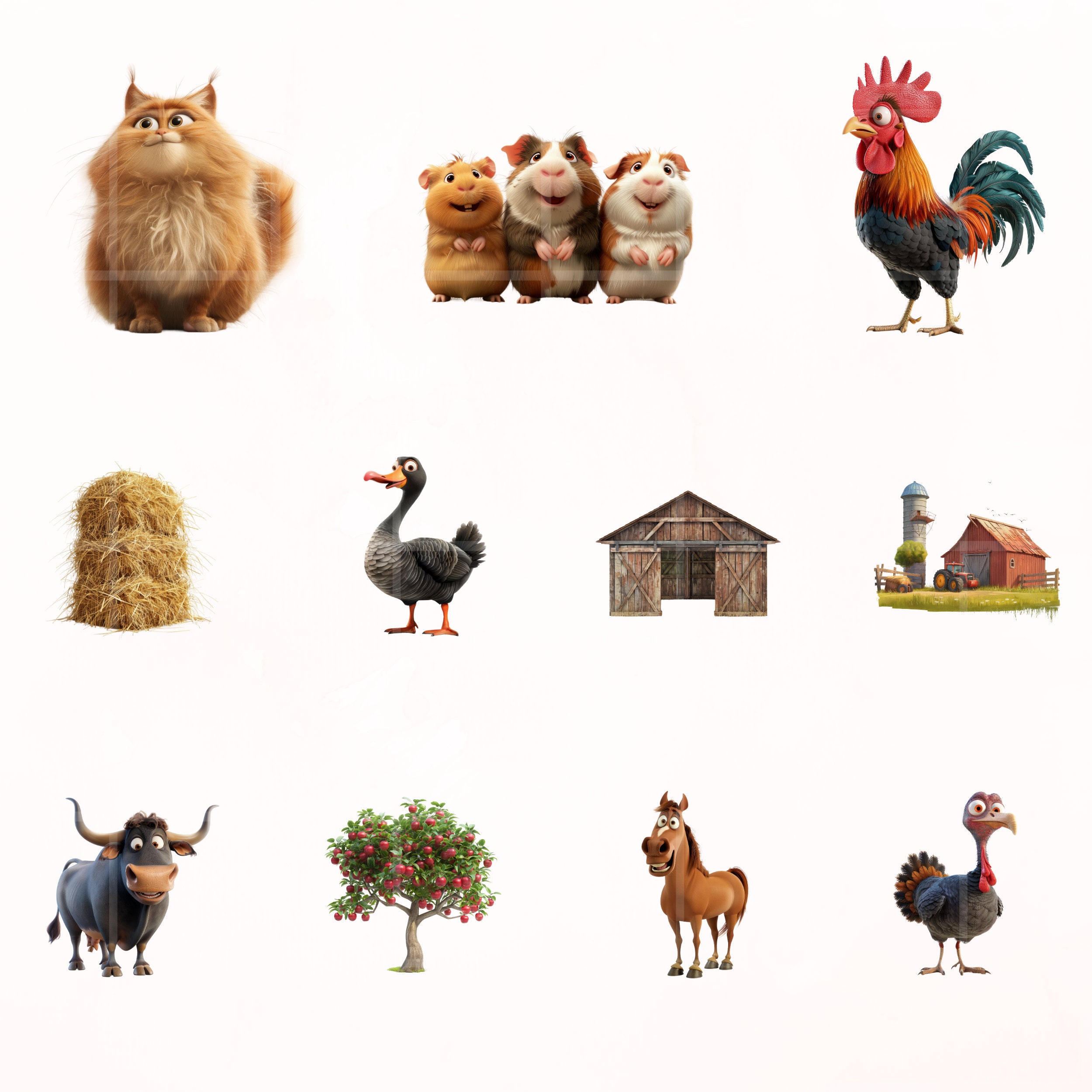 Farm Clipart, Cartoon Farm Animals PNG, Farm Animal Nursery Clipart ...