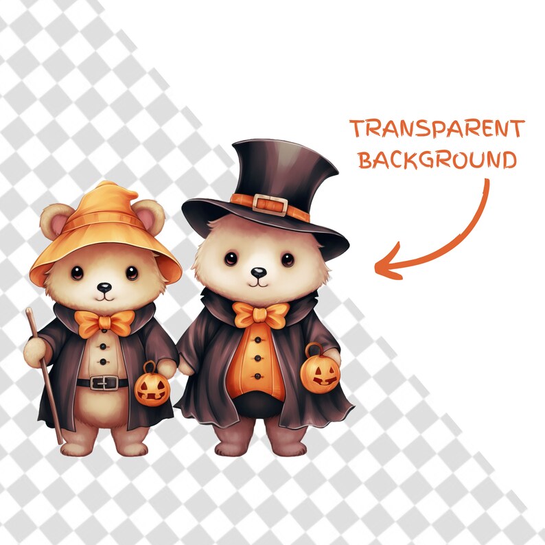 Watercolor Halloween Clipart, Halloween Teddy Bears, Cute Halloween ...