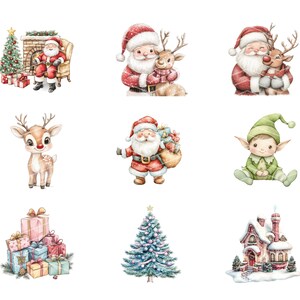 Watercolor Santa Claus Clipart, Christmas Village Bundle, Christmas ...