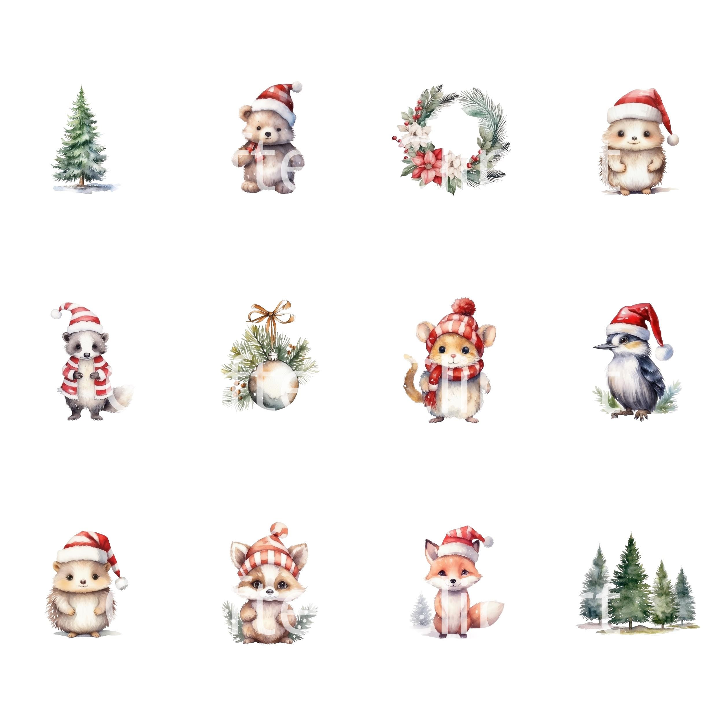 Woodland Christmas Animals Clipart, Cute Woodland Baby Animals, Cute ...
