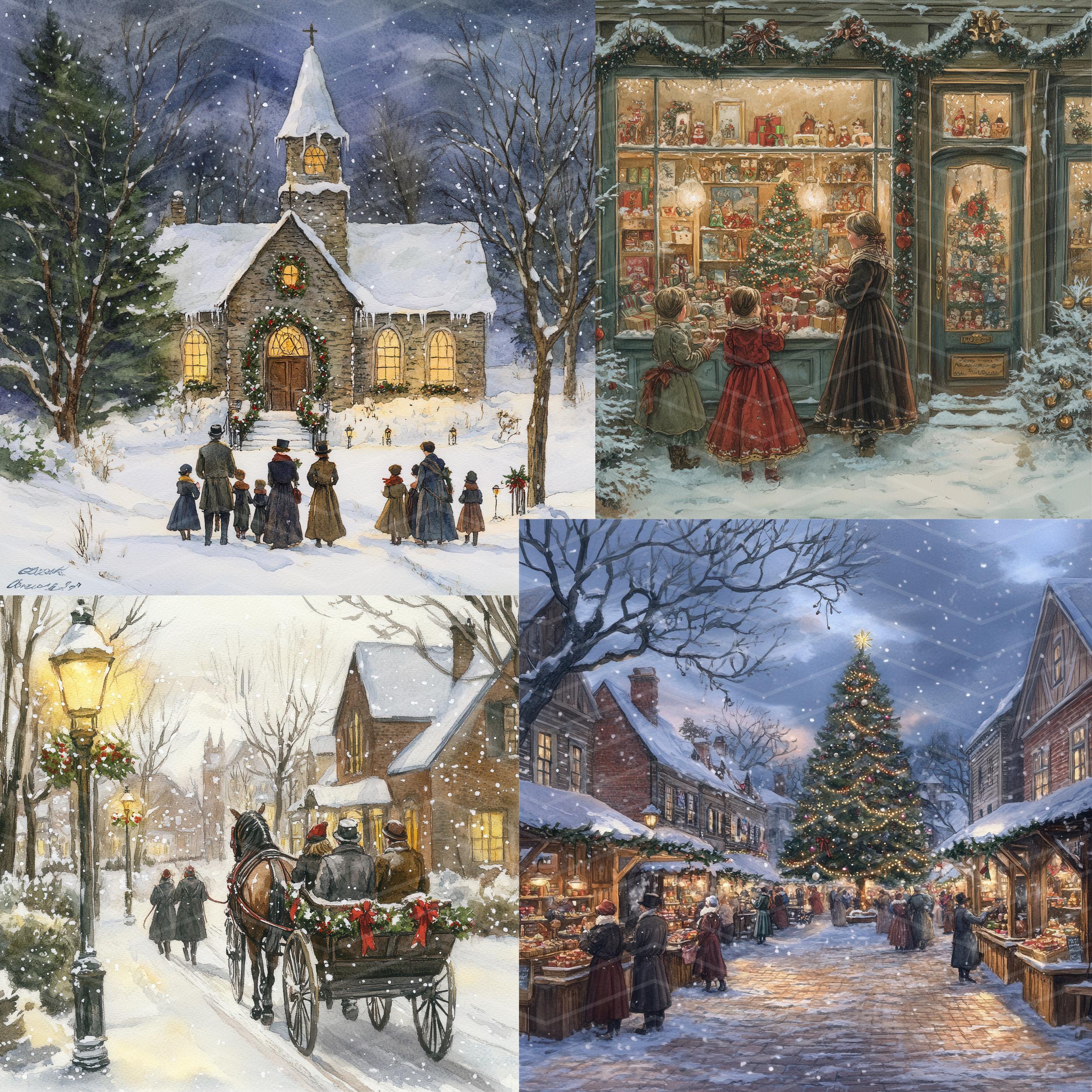 Victorian Christmas Clipart, an Old English Christmas Clipart, Vintage ...