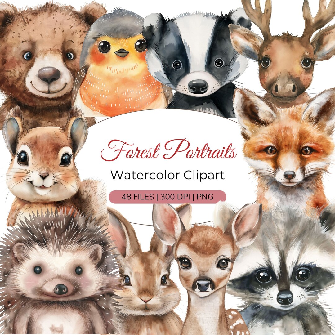 Forest Animals Portraits, Woodland Animals, Woodland Nursery Decor ...