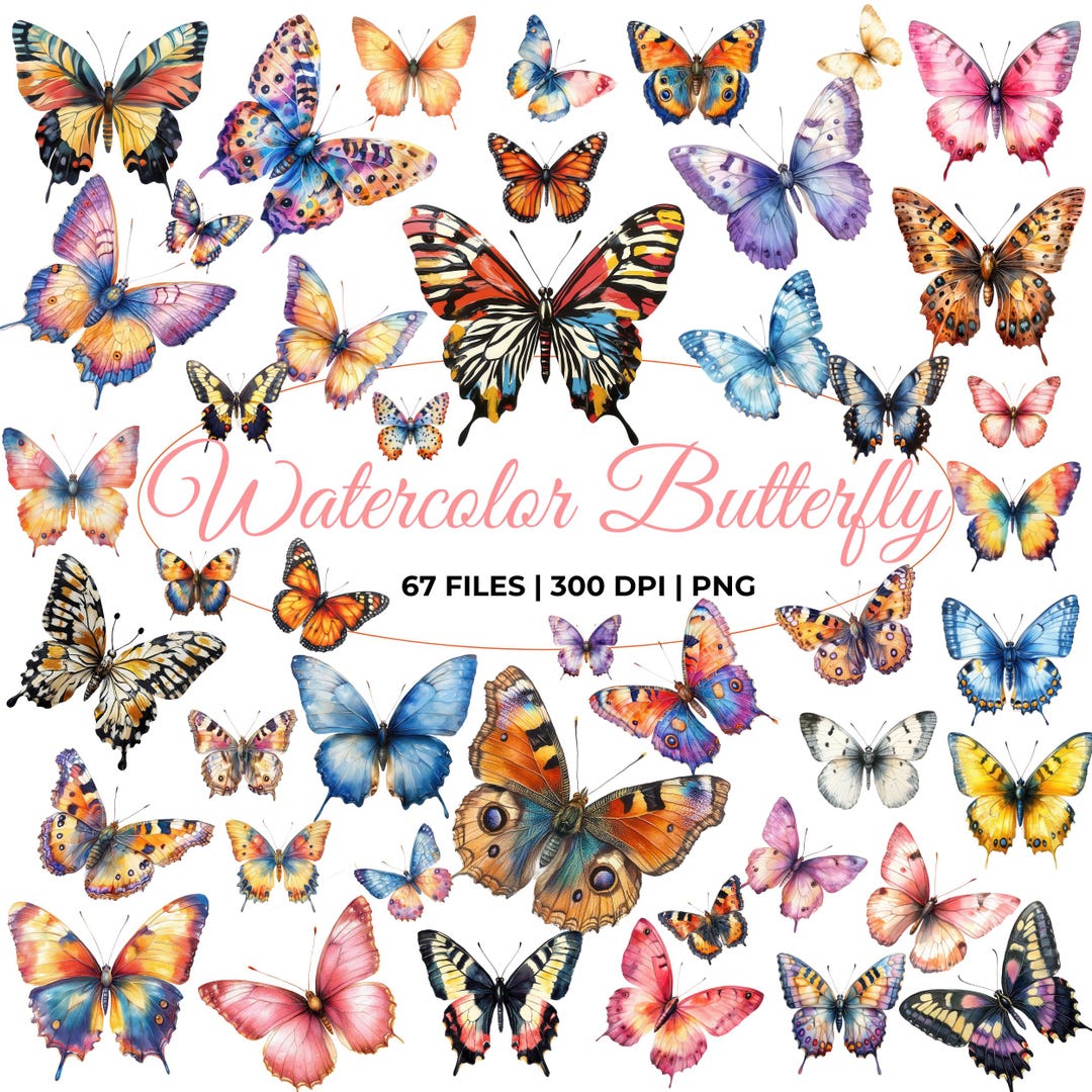Watercolor Butterfly Clipart, Watercolor Butterflies PNG, Colorful ...