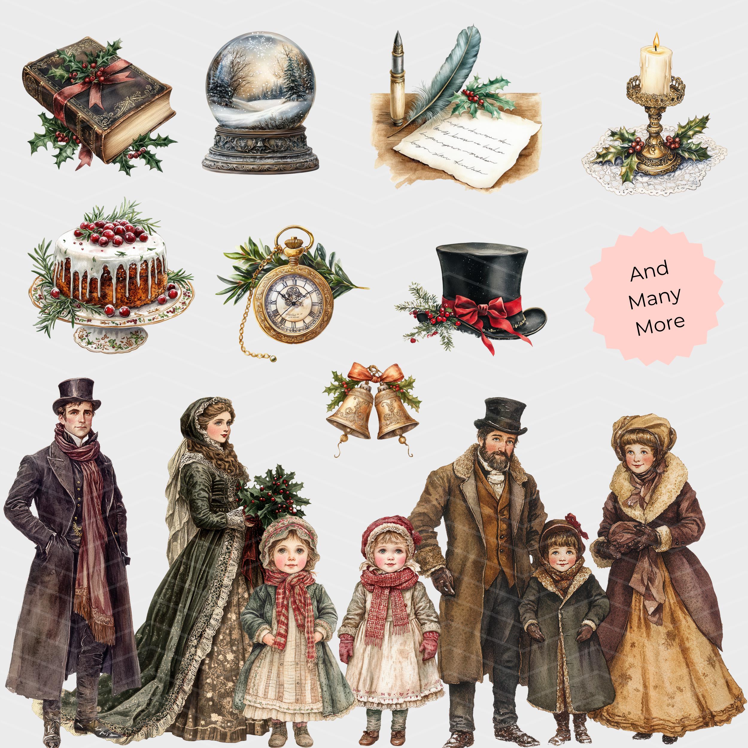 Victorian Christmas Clipart, an Old English Christmas Clipart, Vintage ...
